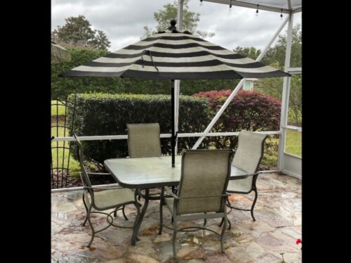 Glass Top Patio Table and 4 Chairs plus Umbrella | Ocala4Sale | Buy ...