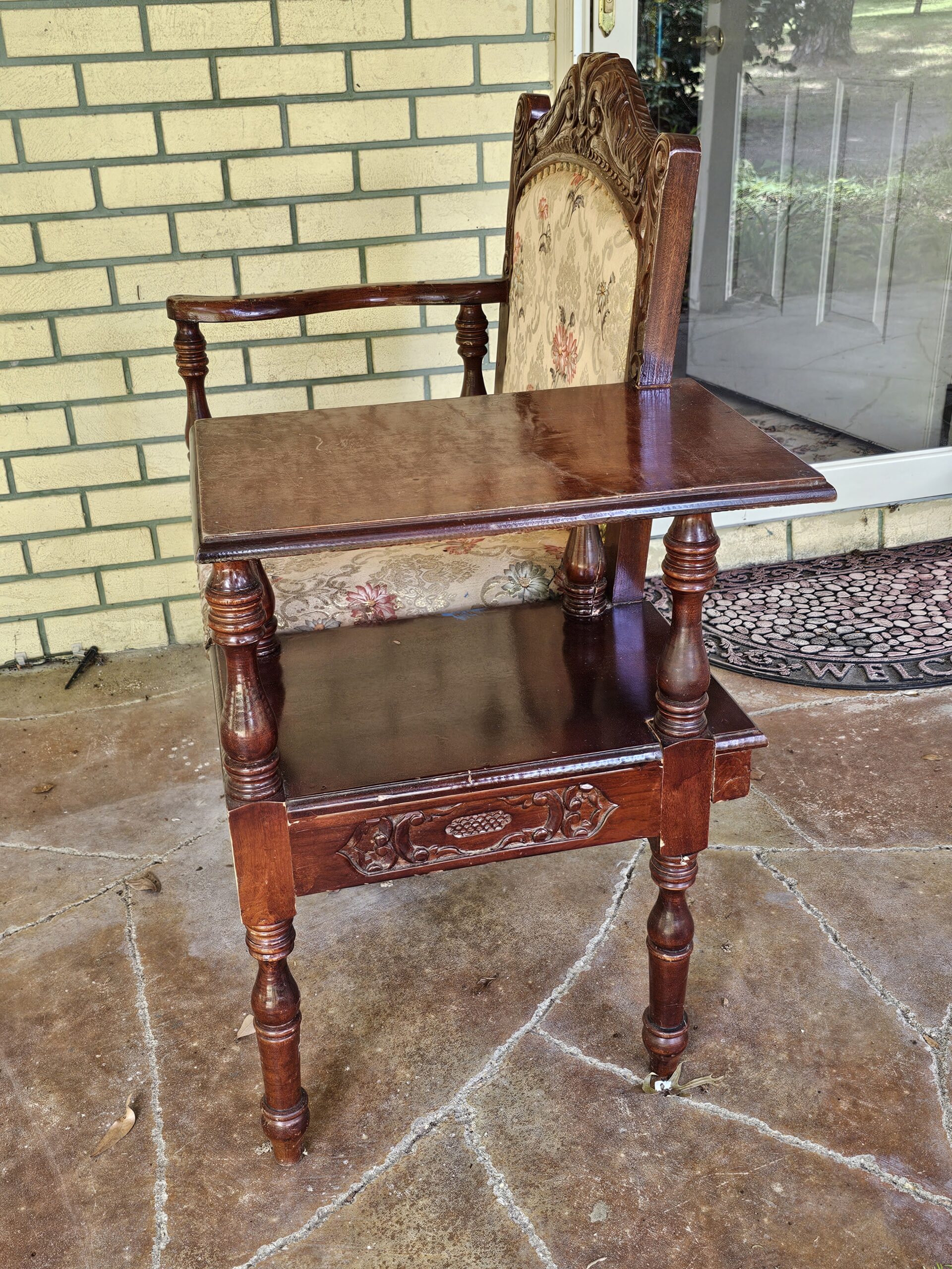 Antique telephone table and chair store